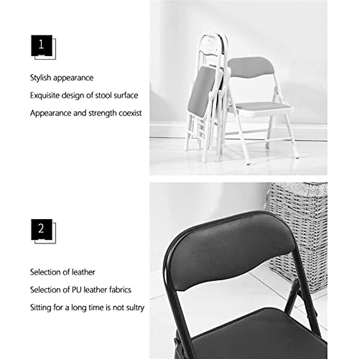 VOIV Folding Chair Home Backrest Chair Folding Chair Outdoor Chair Home Chair Office Chair Dining Chair