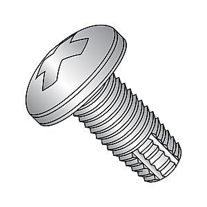 Small Parts 0203FPP410 410 Stainless Steel Thread Cutting Screw, Plain Finish, Pan Head, Phillips Drive, Type F, #2-56 Thread Size, 3/16" Length (Pack of 100)