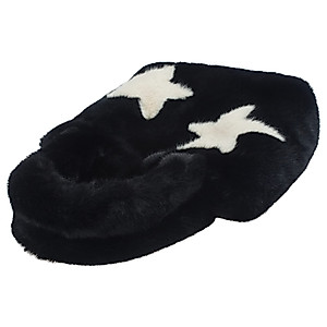 AnnaKastle Womens Soft Eco Fur Fluffy Mini Tote Bag Purse Black Star