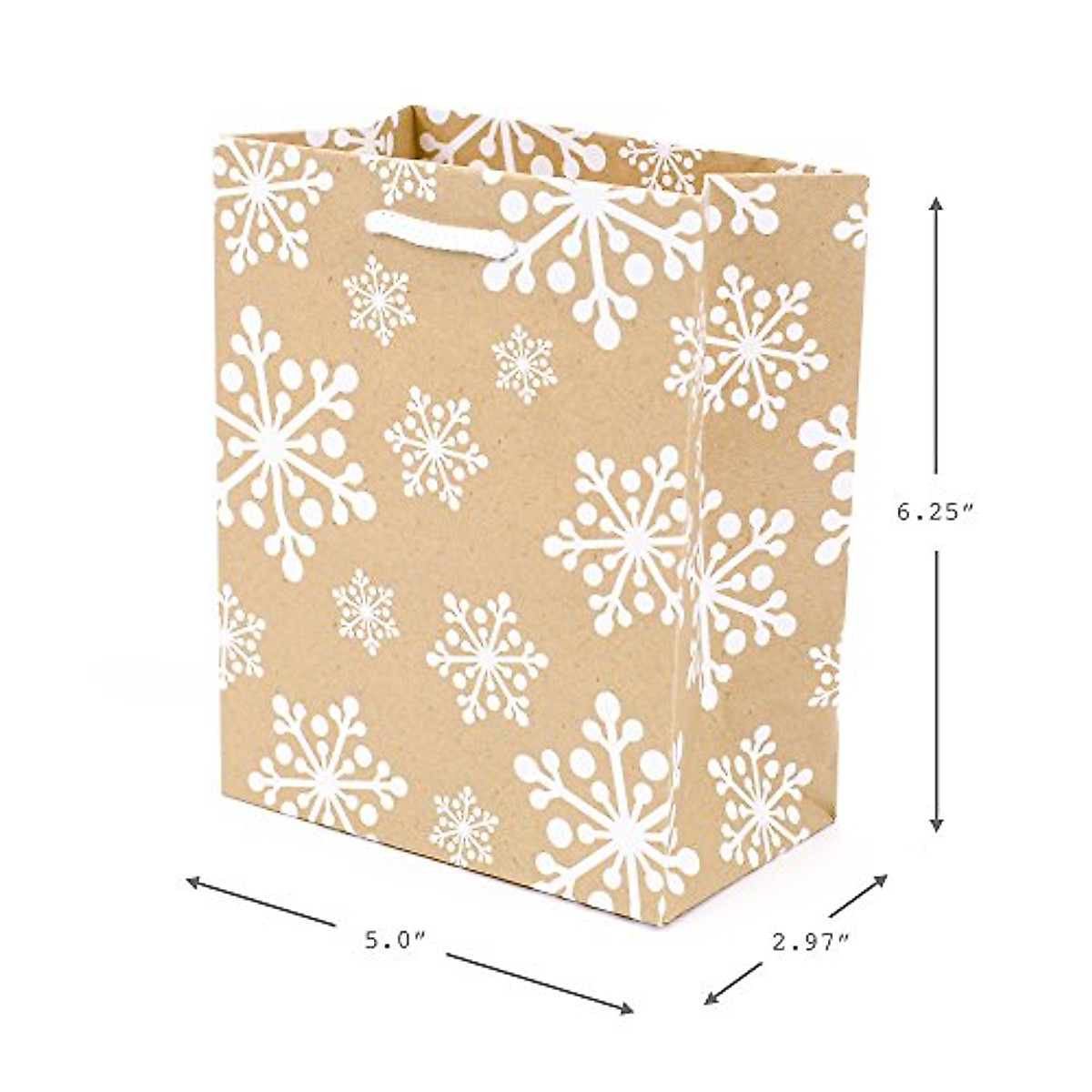 Hallmark 6" Small Holiday Gift Bag Set (Pack of 5; Red, White and Kraft) Snowflakes, Stripes, Merry