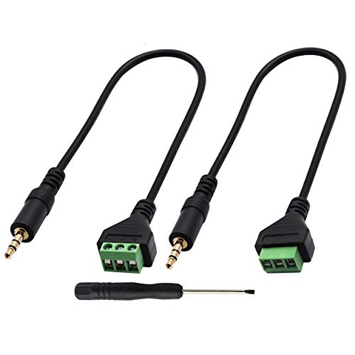 zdyCGTime 3.5mm Screw Terminal Block Cable 3.5mm (1/8inch) Stereo Audio Male to 3 Pin/Way Female Bolt Screw AV Headphone Type Adapter Cable（30CM/2Packs)(3Pole/M)
