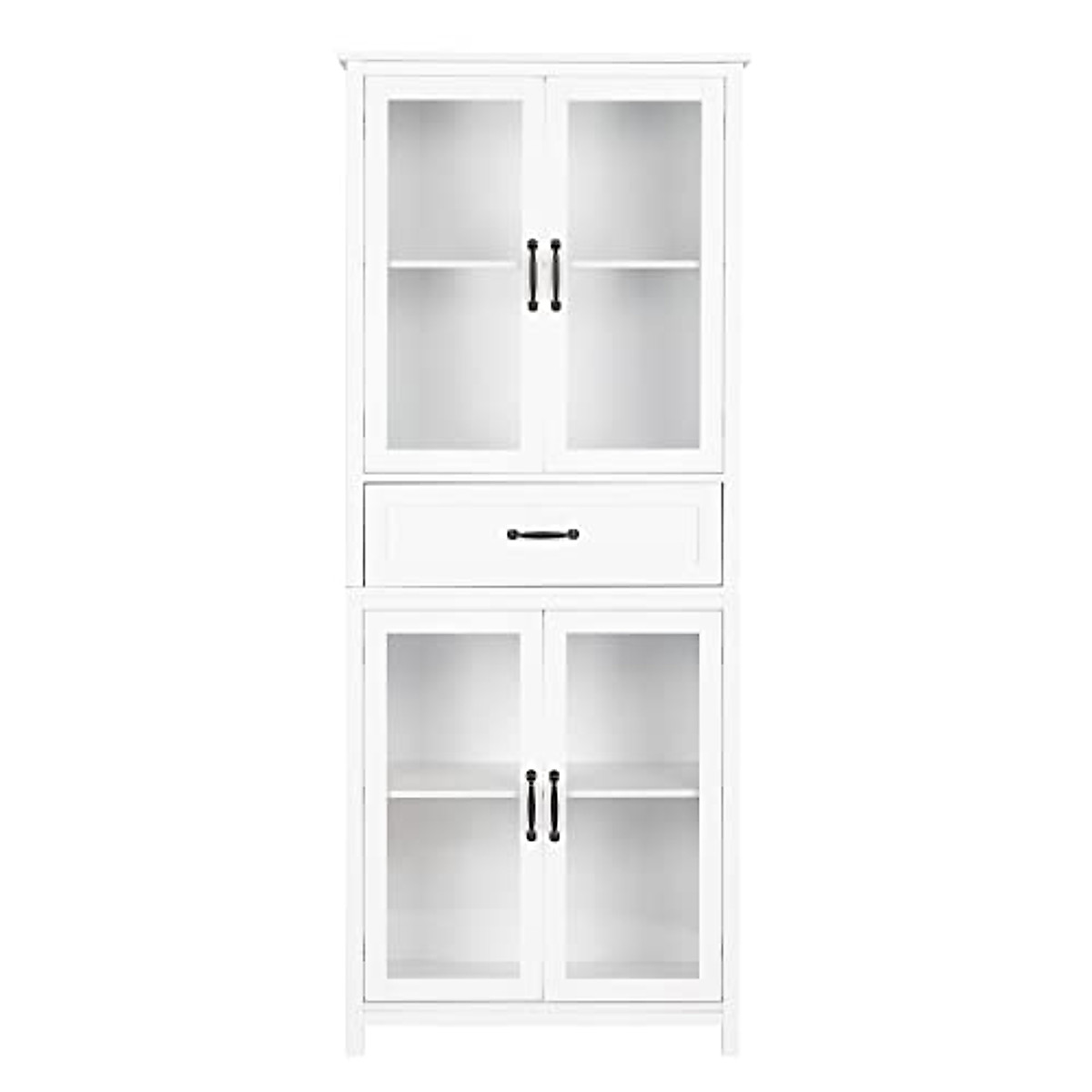 SSLine 5-Tier Bookshelf Bookcase with 4 Doors,71'' Wooden Tall Storage Cabinet with One Drawer and Spray Paint Acrylic Door,Adjustable Shelves for Living Room Bedroom Study Office Book Organizer