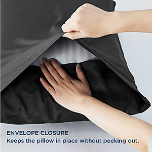 Bedsure Body Pillow Cover - Black Long Cooling Pillow Cases, 100% Rayon Derived from Bamboo, Soft & Breathable Body Pillowcase with Envelope Closure, Gifts for Women or Men, 1 Pack, 20x54 Inches