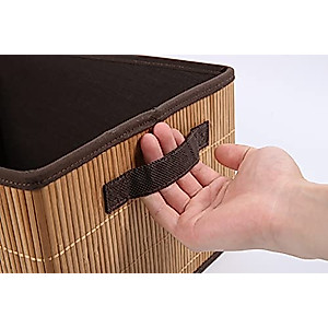 JiaLan Foldable Bamboo storage Organization box with lid, Natural basket for Living room, bedroom, office (Cuboid, Large)