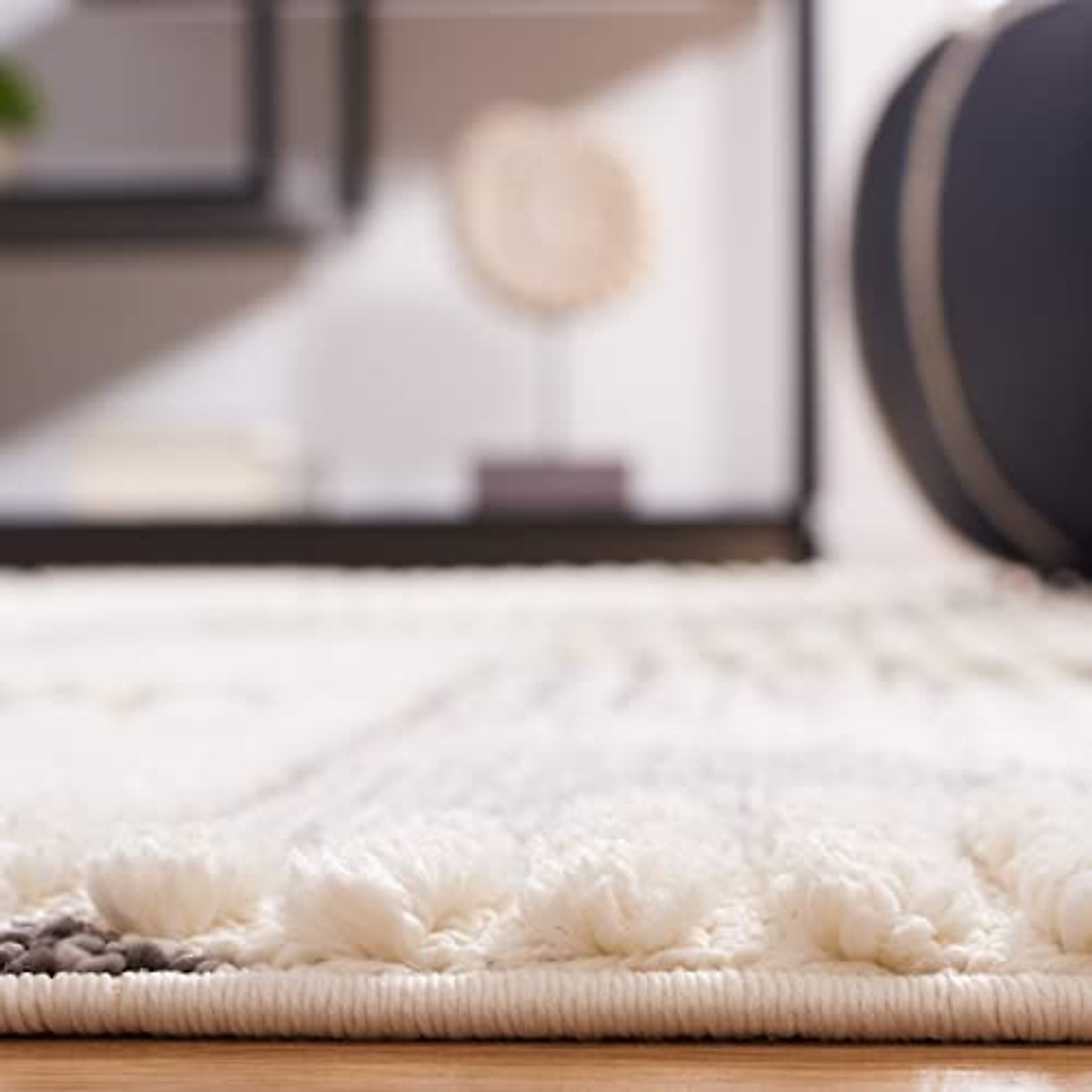 Safavieh Urban Collection 9' x 12' Grey/Ivory URB206F Mid-Century Modern Tassel Fringe Area Rug