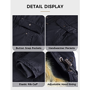 Soularge Women's Winter Plus Size Pure Cotton Coat with Detachable Hood(Navy,4X)