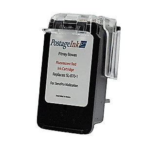 PostageInk.com PB SL-870-1 Red Fluorescent Compatible Ink Cartridge for SendPro Mailstation (CSD1) Meters