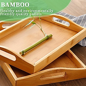 Dimusel Serving Tray Bamboo - Bamboo Tray with Handles - Great for, Tea Tray,Portable Bed Tray for Breakfast Dinner, bar Tray, Living Room,Restaurants, or Any Food Tray (15 * 9.8 * 2Inch)