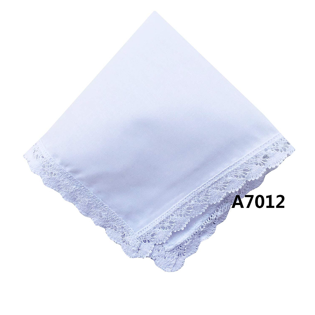 6 Pack of Ladies Embroidery Cotton Handkerchiefs Lace Border White Hankies