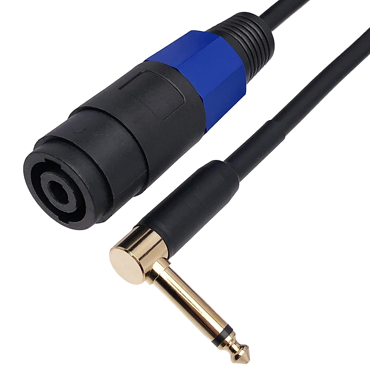 CESS-144 Speakon Female Connector to 1/4" Male TS Speaker Cable - Speak-on Jack to 1/4 TS Plug (Right-Angle Plug)