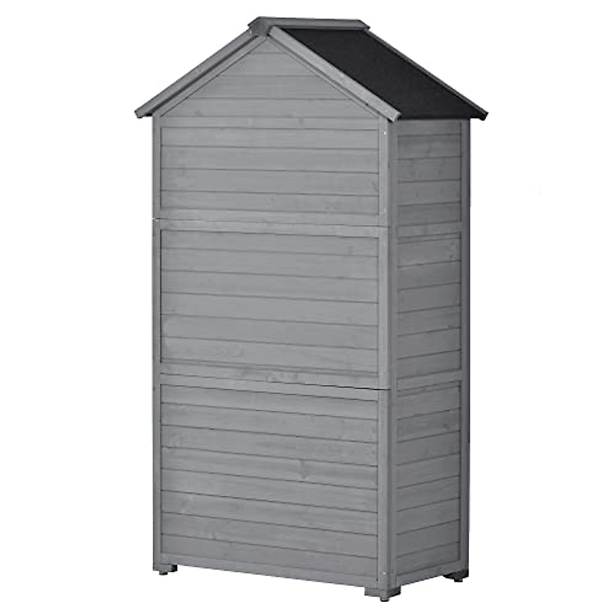Knocbel Wooden Outdoor Garden Storage Shed with Lockable Doors and Removable Shelves, Weather Resistant Tool Shed for Backyard Patio Lawn, 35.4" W x 22.4" D x 69.3" H (Gray)