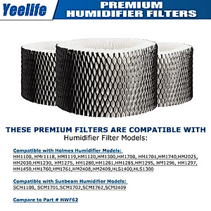 6 Pack HWF62 Humidifier Filter Compatible with Sunbeam Humidifier Filter SCM1100 & Holmes Replacement Filter, Sunbeam Filter A, SCM1701, SCM1702, SCM1762, SCM2409