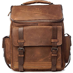 VELEZ 9 Mens Black Business Casual Sneakers + Top Grain Leather Backpack for Men Brown Designer Bookbag Business Casual Shoulder Bag