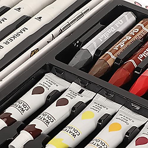 GLOGLOW Marker Crayon Kit Arts and Crafts Supplies Coloring Art Kit Gift Case Markers Crayon Colour Pencils, 53pcs Art Set for Budding Artists Kids Teens Boys Girls CrayonsDrawing &amp;