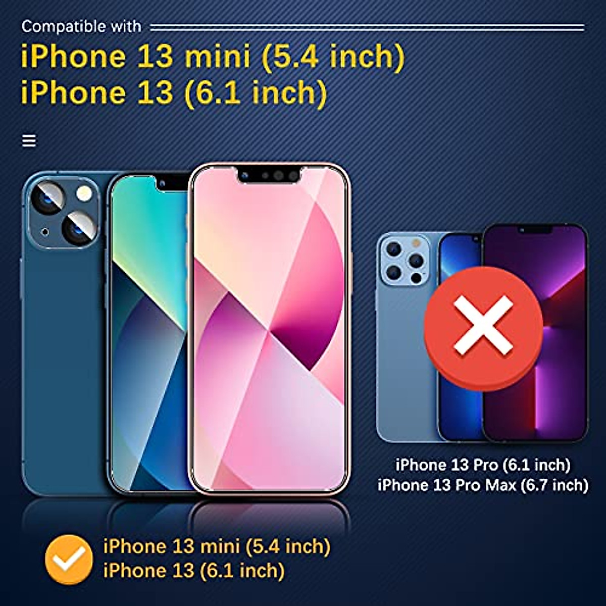 UniqueMe [3 Pack] for iPhone 13 / iPhone 13 Mini Camera Lens Protector, Tempered Glass [Case Friendly][New Version][Scratch-Resistant][Easy Installation] - Black Circle