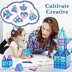 HOOLYUK 84Pcs Magnetic Tiles, Magnetic Building Blocks Princess Pretend Toys for Kids, Educational Learning Toys Building Tiles for Boys Girls Toddlers Children 3 4 5 6 7 8 Year Old for Birthday Gift