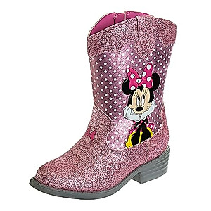 Disney Minnie Mouse Cowgirl Western Boots - Minnie cowboy boot - Pink Glitter (size 7 Toddler)