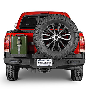 Hooke Road Tacoma Front Bumper & Rear Bumper w/Tire Carrier Combo Compatible with Toyota Tacoma 2005-2011 2nd Gen Pickup Truck (Textured Black Steel)