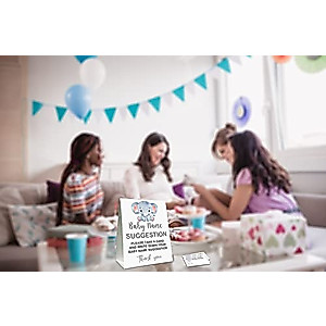 Yuansail Baby Name Suggestion For Baby Shower Games, Elephant Themed Name Suggestion Game Card, Party Favors Supplies Decorate For Baby Showers Game Cards, 1 Sign & 50 Cards Per Pack –(bbname-010)