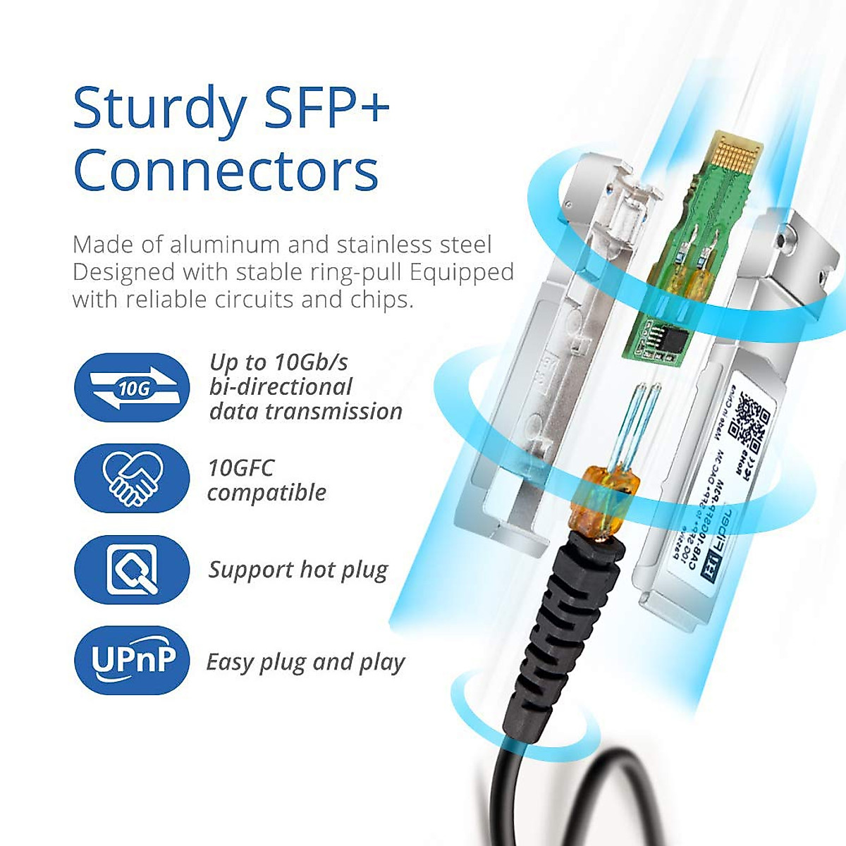 SFP Cable, 10G SFP+ DAC, 1M(3.3-ft), 10GBASE-CU Passive Direct Attach Copper Twinax Cable for Intel XDACBL1M, Ubiquiti, Netgear, D-Link, QNAP, Mikrotik, Supermicro,Zyxel,Linksys, Open Switch Devices