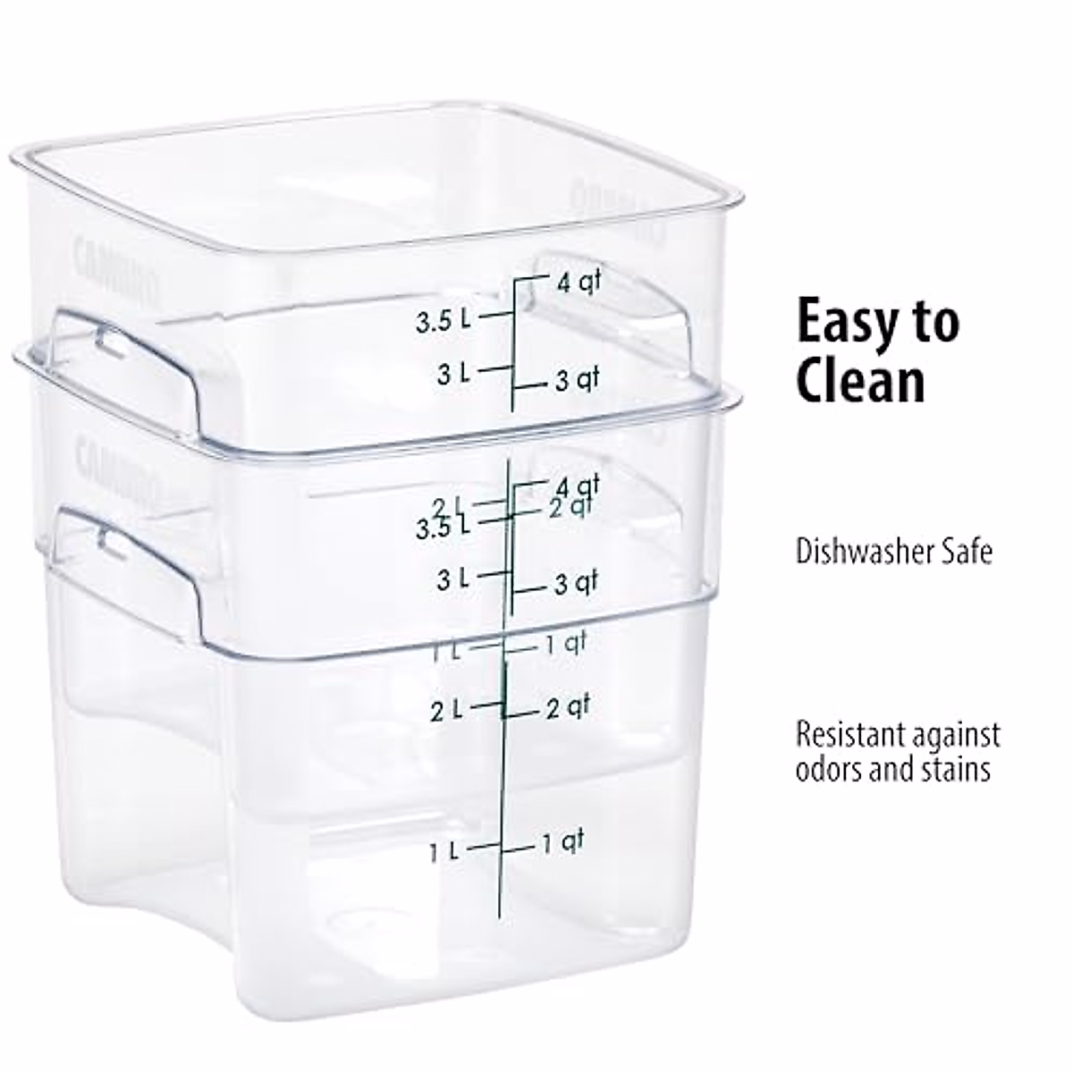 Cambro 4 QT (Quart) Food Storage Container with Lid (2 Pack) - FreshPro Series (Clear)