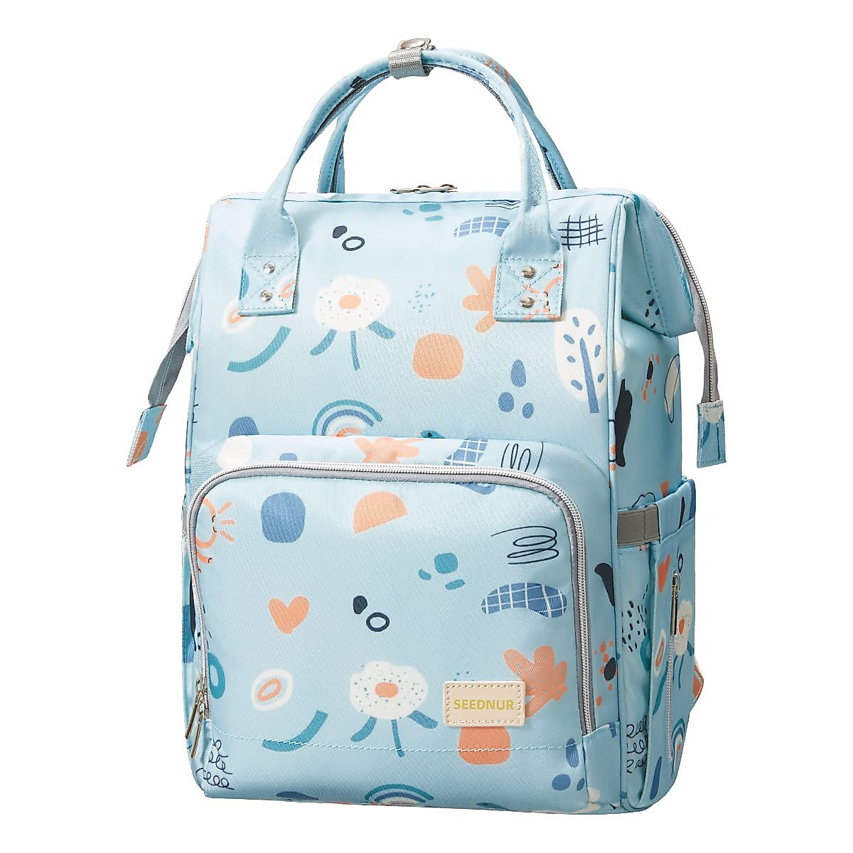 SEENUR Diaper Bag BackpackTravel Handbags Waterproof Diaper Tote with Large Capacity Bottle Insulation for Mom Dad(Sky Blue)