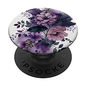 Purple Lavender Blossom Leaves Flowers Floral Girly PopSockets Standard PopGrip