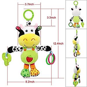 MARUMINE Baby Car Seat Toys with 24 Music and Teether (Cow)