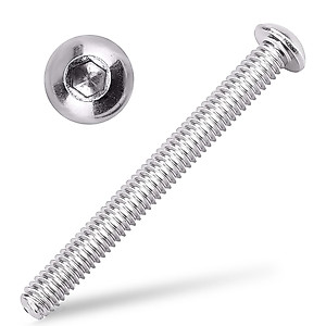 1/4-20 x 2-1/2" Button Head Socket Cap Bolts Screws, 304 Stainless Steel 18-8, Allen Hex Drive, Bright Finish, Fully Machine Thread, Pack of 20