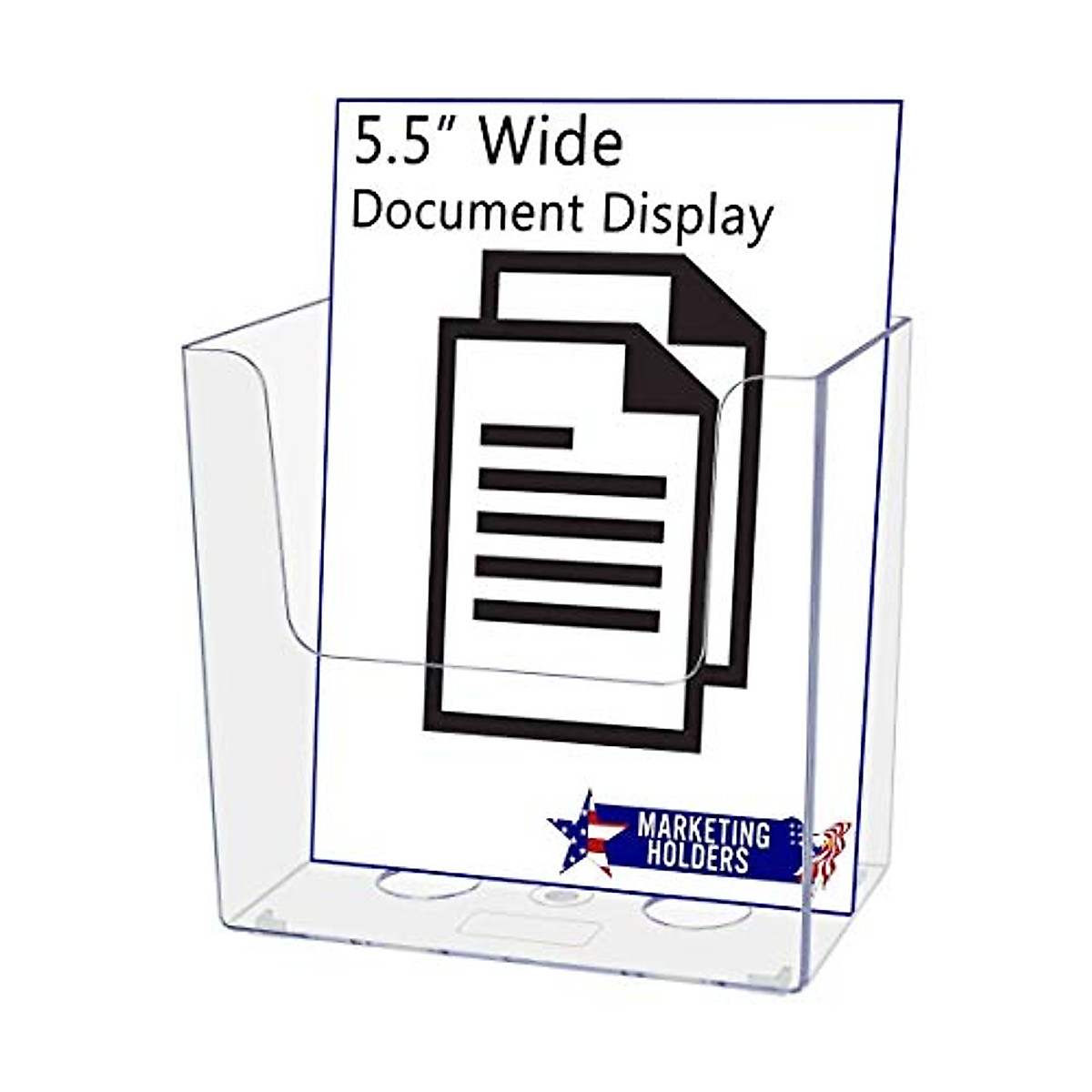 Marketing Holders 5.5" Brochure Holder Wall Mount or Countertop with Hardware Menu Pamphlets Holder Calling Cards Literature Certificate Gift Display Rack Security for Amusement Parks
