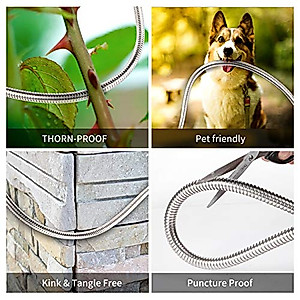 kegemor Garden Hose 100 ft-Metal Water Hose -Flexible Lightweight Outdoor Yard Strong Durable Heavy Duty 304 Stainless Steel Hose Pipe with 10-Way Nozzle, Solid 3/4" Brass Connectors, No Kink Hose