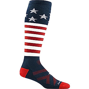 DARN TOUGH (Style 1815) Men's Captain Stripe Snow Sock - Stars and Stripes, Large