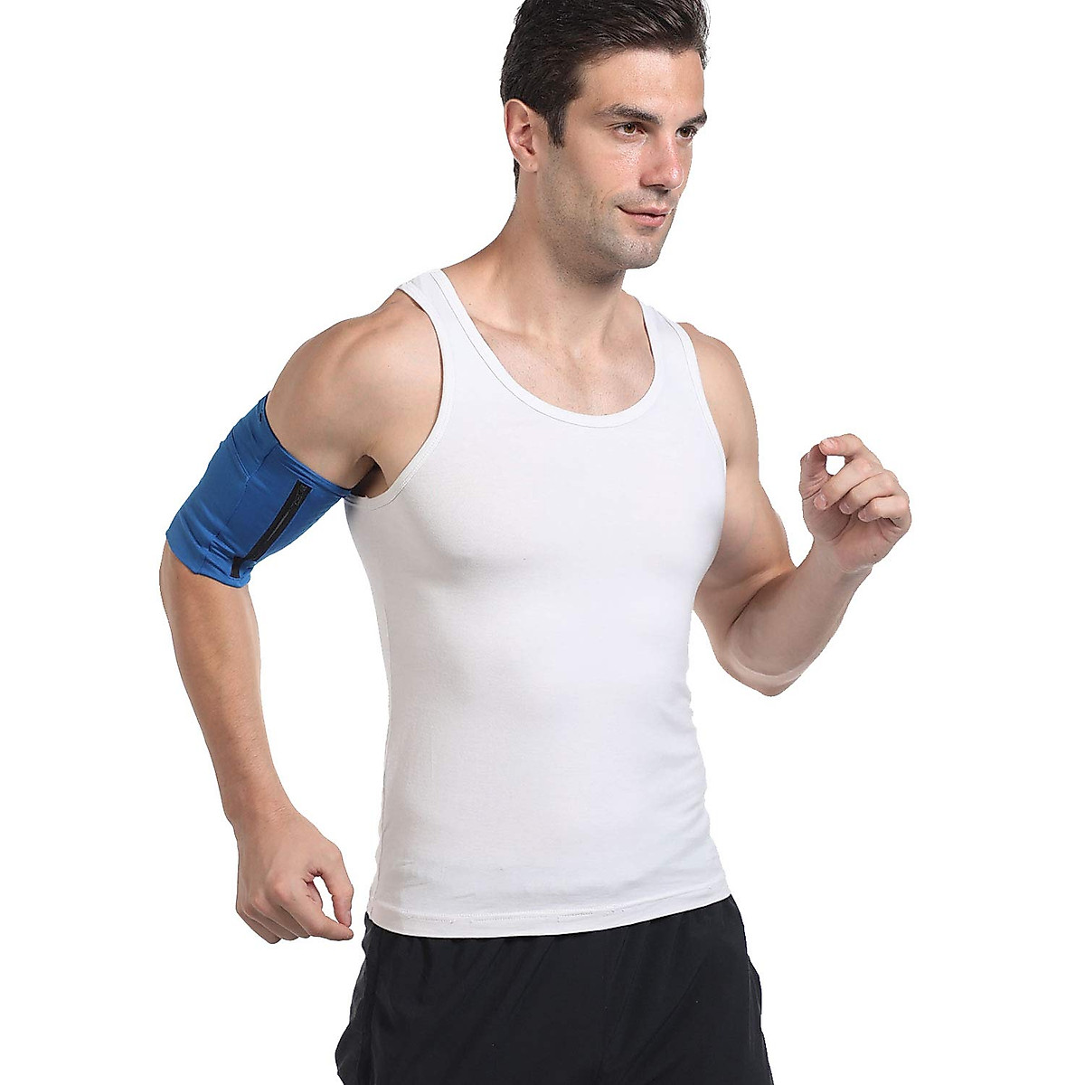 Ailzos Cell Phone Armband Exercise Arm Holder for iPhone 11 Pro/XR/XS/X/8/7/6 Plus iPod Android Galaxy S8 S9 S10 S20 Note 10/9/8, Pixel 2/3XL, Workout Phone Holder for Running, Jogging, Hiking, Blue M