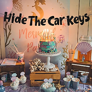 Hide the Car Keys Banner, Black Glitter 16th Birthday Banner Pre-Threaded 16 Birthday Party Supplies Funny 15th Birthday Decorations for 15 Boys & Girls