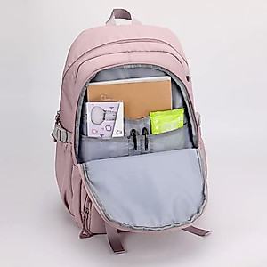 Aesthetic Laptop Backpack Kawaii Backpack Back to School Anti Theft Slim Durable Backpack with Large Capacity (Pink)