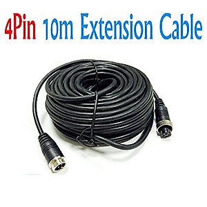 4Pin 18 LED IR Night Vision CCD Car Rear View Parking Reverse Camera + 4 Pin Connector Extension Cable for 12V/24V Bus Truck Trailer RV Caravan(Black Camera with 10m/33ft Cable)