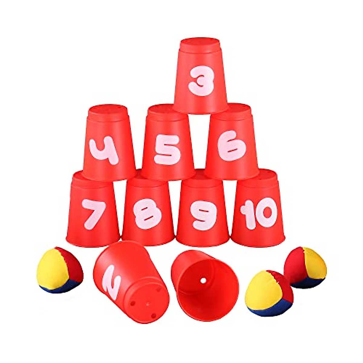 Idena 40416 - Ball Throwing Game with 10 Cups and 3 Balls, Colorful