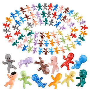 Mini Babies, 120pcs Tiny Plastic Babies Figurines Small Baby King Cake Babies for Baby Shower, Ice Cube My Water Broke Games, Party Decorations, Multi-Colored