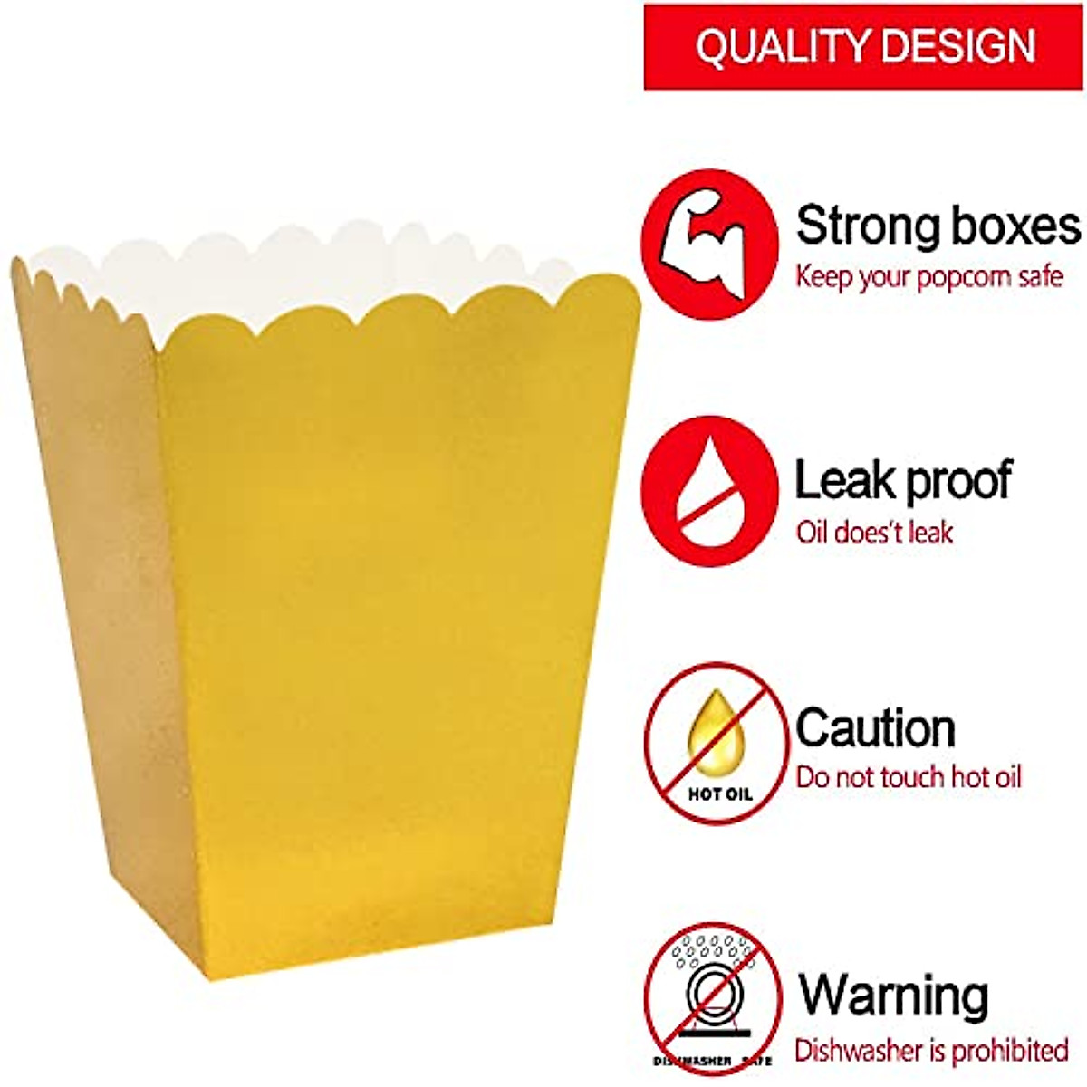 24 Pcs Popcorn Boxes Mini Paper Popcorn Box Cardboard Popcorn Container for Party, Gold