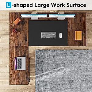 Tribesigns 63" L-Shaped Computer Desk with Mobile File Cabinet, Large Executive Office Desk with 3-Drawer Vertical Filing Cabinet, Business Furniture Sets for Home Office
