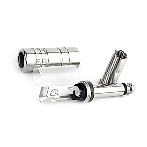 1/4" Audio Plugs 6.35 mm Plug TS Male 1/4 inch Solder Type Mono Plug Straight Design Connector with Spring for DJ Mixer Speaker Guitar Cables Phono Patch Cable Microphone Cables Alloy ( 5 Pack )