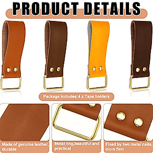 Jetec 4 Pieces Leather Belt Clip Tape Measure Clip Measuring Tape Clip Tool Belt Tape Measure Holder Drill Impact Tool Holster Tool Belt with Loops for Tape Measure, Drills, Clipped Tools