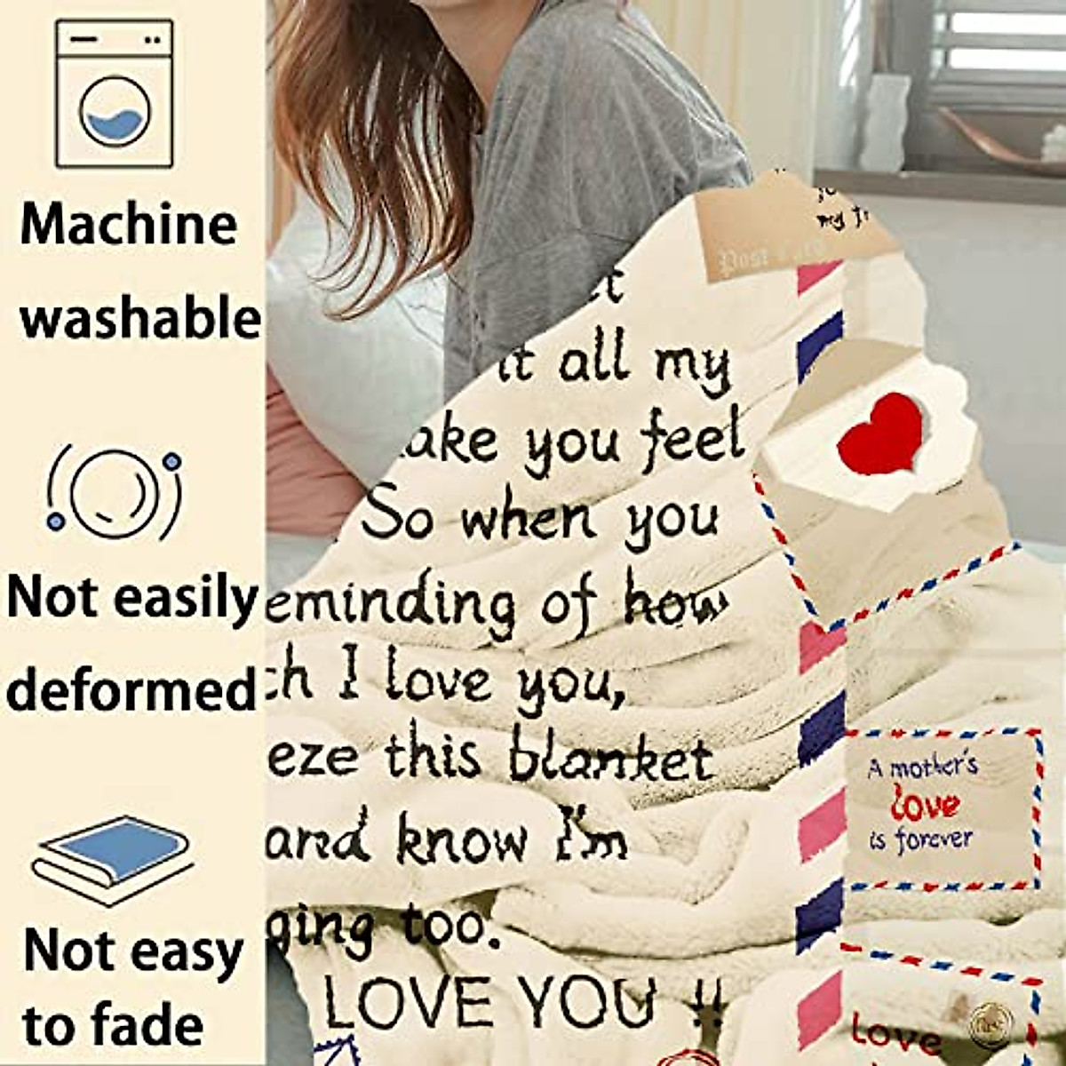 Valporia Gifts for Mom from Daughter/ Son Mom Gifts for Birthday from Husband Presents for Mom Who Has Everything Fuzzy Fleece Blanket with Letter Warm Soft