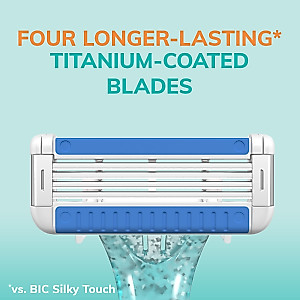BIC EasyRinse Anti-Clogging Women's Disposable Razors for a Smoother Shave With Less Irritation*, Easy Rinse Shaving Razors With 4 Blades, 2 Count