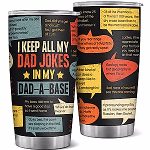 AGOT Dad Gifts for Dad from Children - Christmas Day Birthday Gifts for Dad from Daughter Son, Funny Dad Jokes 20oz Tumbler Gift for Men Who Have Everything Bonus Dad