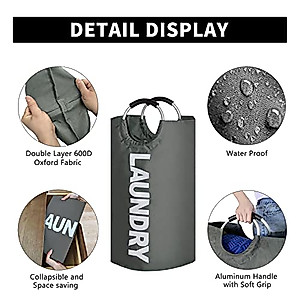 OUPAI Collapsible Large Laundry Basket 90L, Laundry Bag Clothes Hamper, Folding Dirty Laundry Hamper Basket for Clothes Storage, Large Laundry Bin with Padded Handles 2 pack (Dark Blue+ Dark Grey)