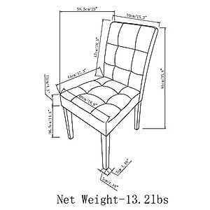 SIMPLIHOME Andover 19 Inch Contemporary Parson Dining Chair (Set of 2) in Stone Grey Vegan Faux Leather, For the Dining Room