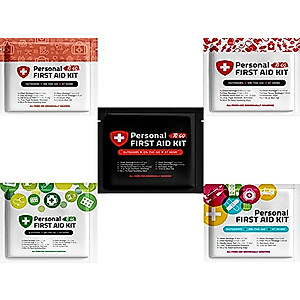 Personal First Aid Kit- 10 Pack | Clean, Treat, Protect Minor Cuts, Scrapes and Burns | Perfect for Home, Office, Car, School, Business, Camping | Individually Wrapped First Aid Products (Orange)