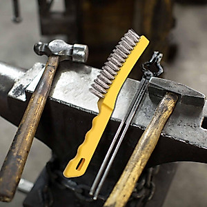 2 Pcs Stainless Steel Wire Brush, Wire Brushes for Cleaning Rust Heavy Duty Rust Remover for Metal Welding Wire Brush with Curved Handles 11 Inch for Rust Removal, Deburring, Surface Preparation