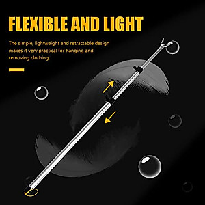 YARNOW White Shelf 49.2 Inch Extendable Reach Pole with Hook, Retractable Reach Stick, Telescoping Reach Closet Pole for Closet Ceiling Outdoor Clothesline () Shower Curtain Hooks